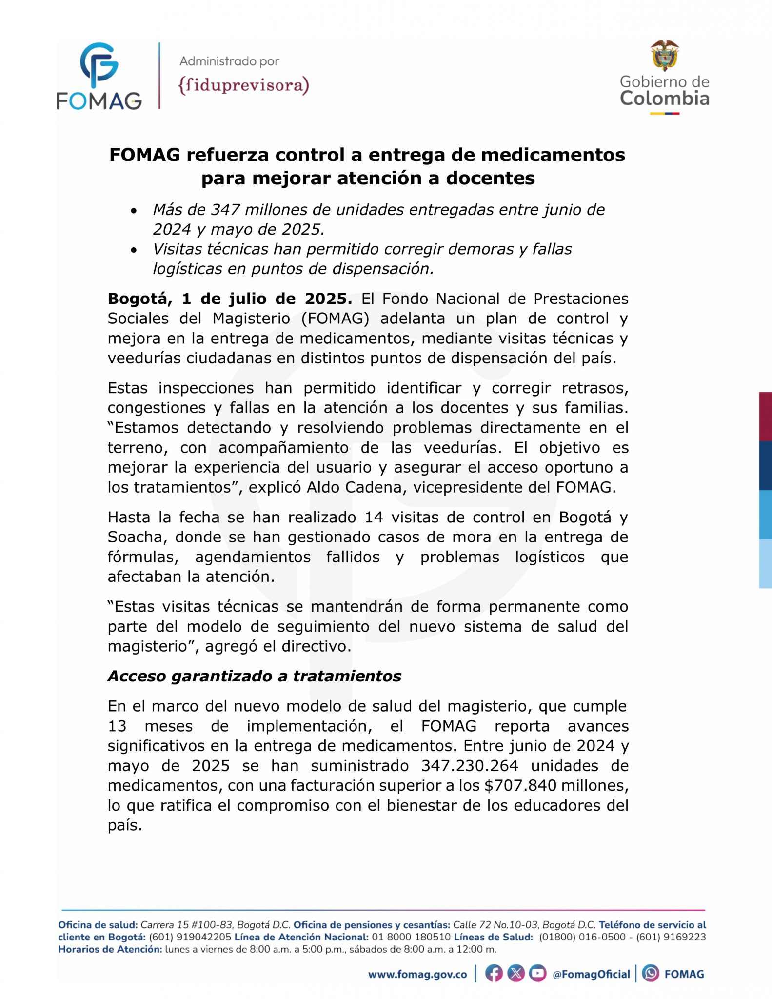FOMAG refuerza control a entrega de medicamentos para mejorar atención ...
