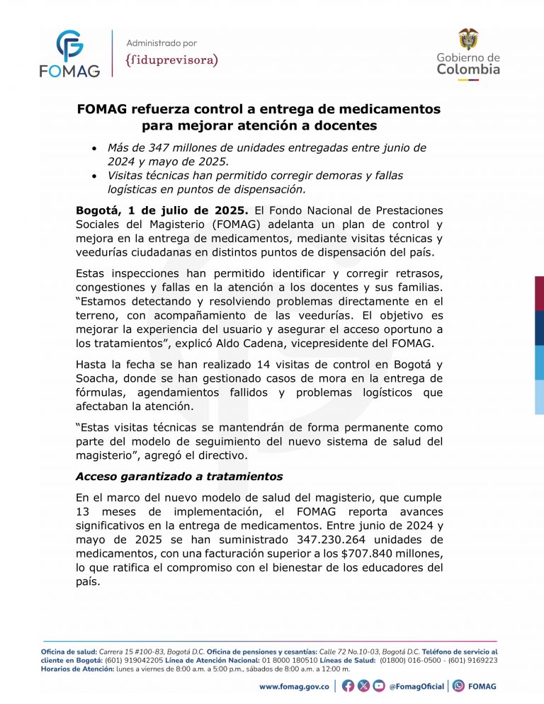 FOMAG refuerza control a entrega de medicamentos para mejorar atención ...