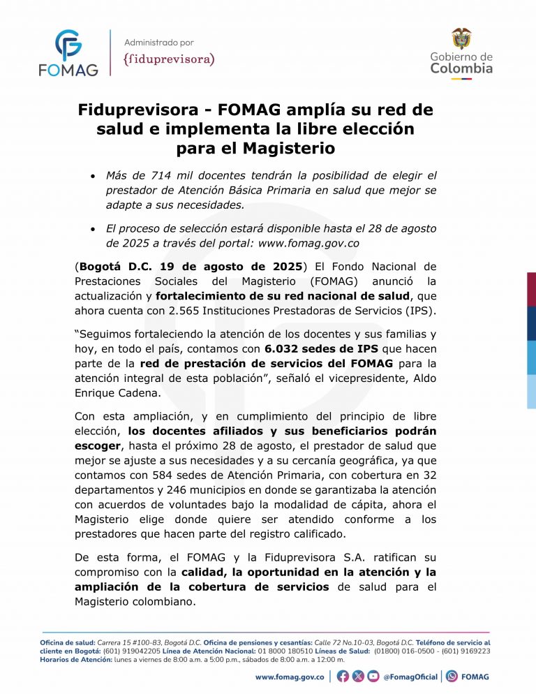 Fiduprevisora – FOMAG amplía su red de salud e implementa la libre ...